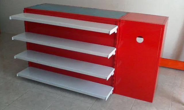 Mejakasir Model Alfa Merah | Meja Kasir | Rak Supermarket